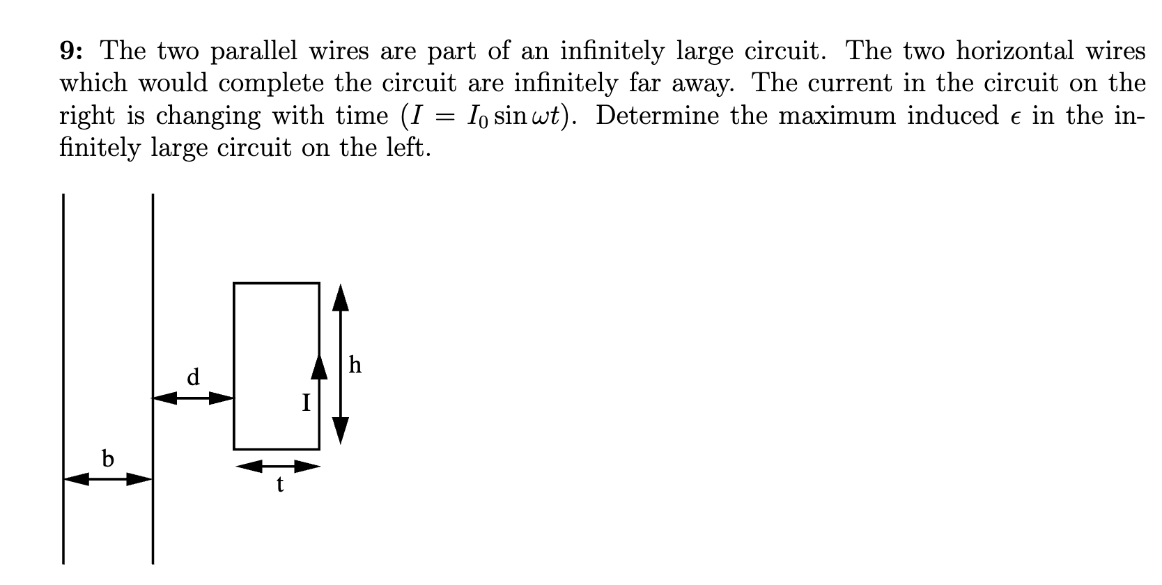 Solved 9: The two parallel wires are part of an infinitely | Chegg.com