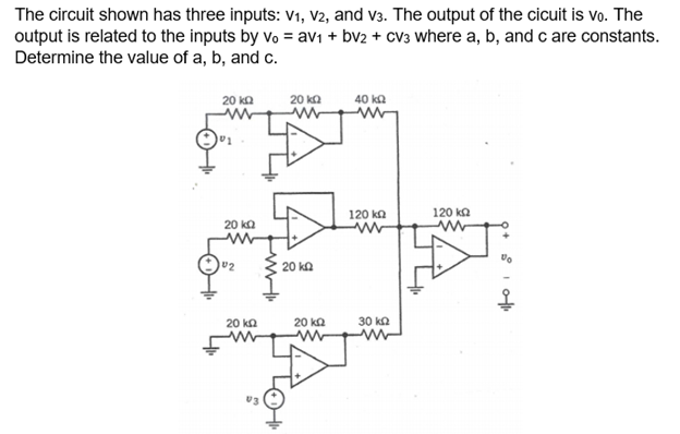 Solved The circuit shown has three inputs: V1, V2, and V3. | Chegg.com