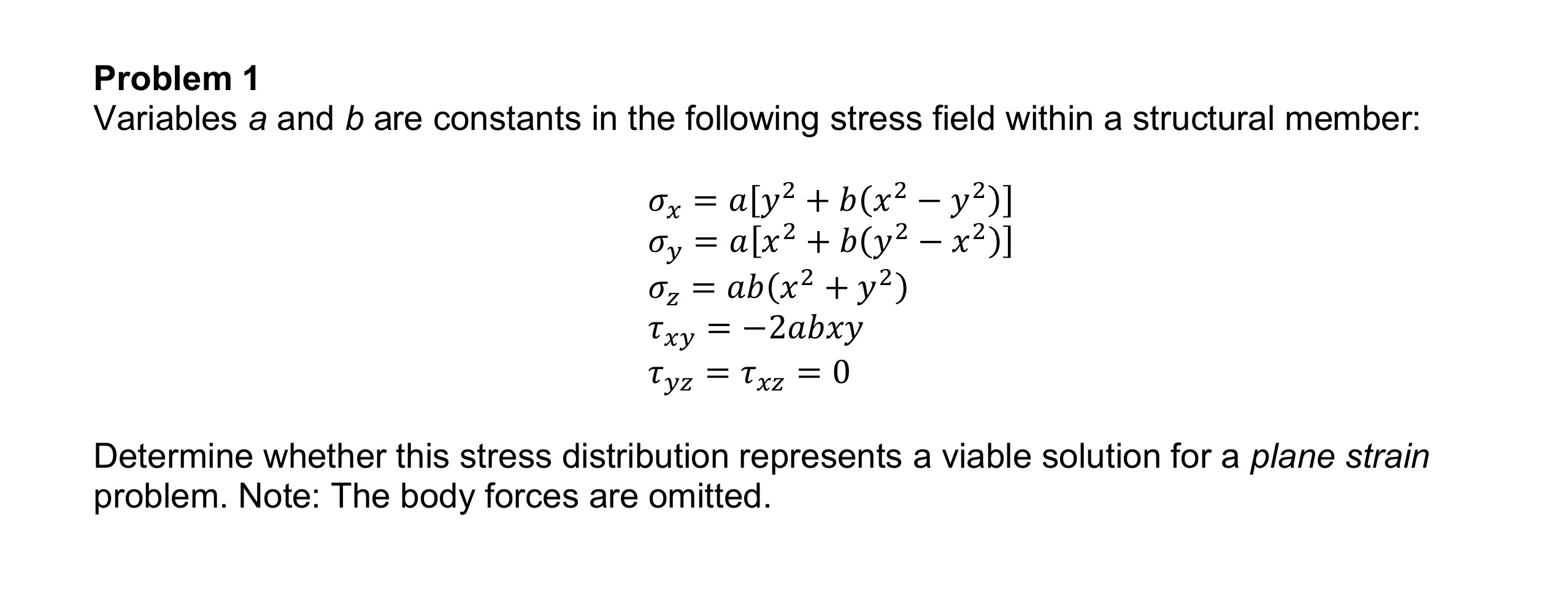 Solved Problem 1 Variables a and b are constants in the | Chegg.com