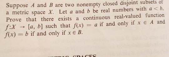 Solved Suppose A and B are two nonempty closed disjoint | Chegg.com