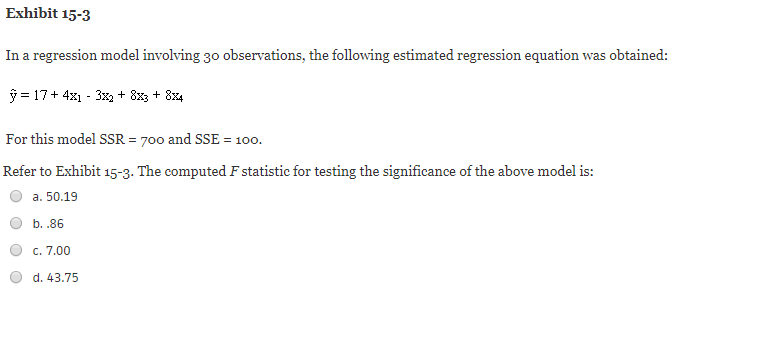 Solved Exhibit 15 5 Below You Are Given A Partial Excel