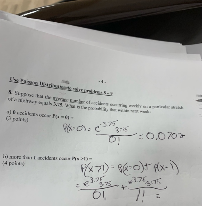 Solved Use Poisson Distributios to solve problems 8-9 8. | Chegg.com