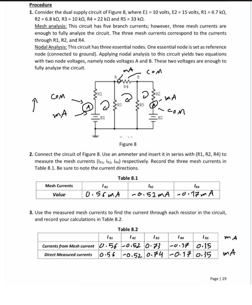 Solved Experiment 8: Mesh and Nodal Analysis Objective The | Chegg.com