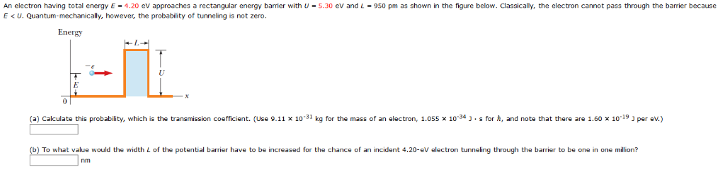 Solved An Electron Having Total Energy E 4 20 Ev