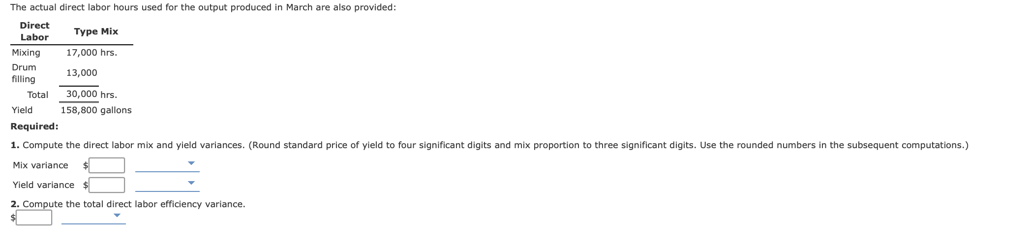 Solved Direct Labor Efficiency Variance, Direct Labor Mix | Chegg.com