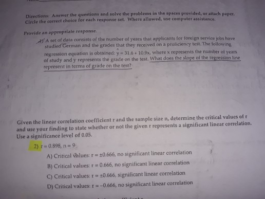 Solved Directions Answer the questions and solve the | Chegg.com