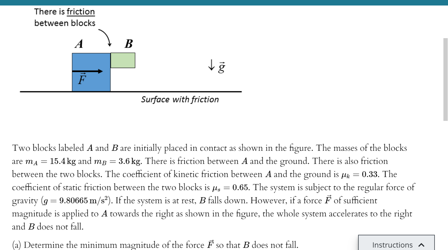 Solved There is friction between blocks A B too F Surface | Chegg.com
