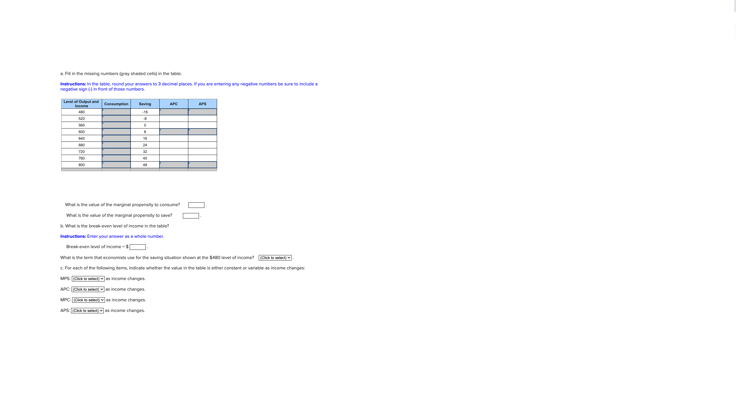Solved a. Fill in the missing numbers (gray shaded cells) in | Chegg.com