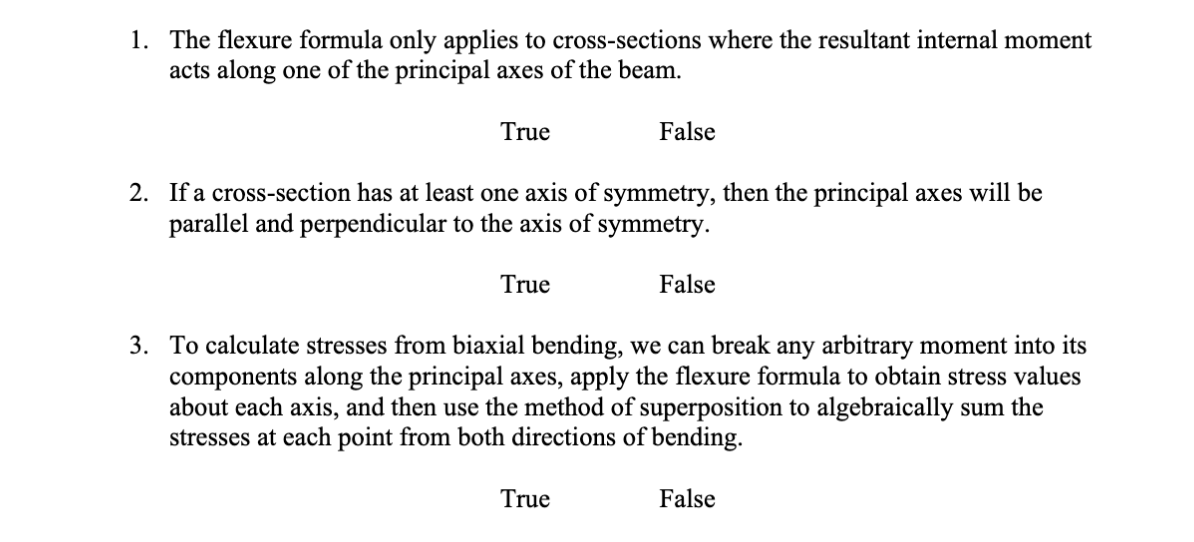 Solved 1. The flexure formula only applies to cross-sections | Chegg.com