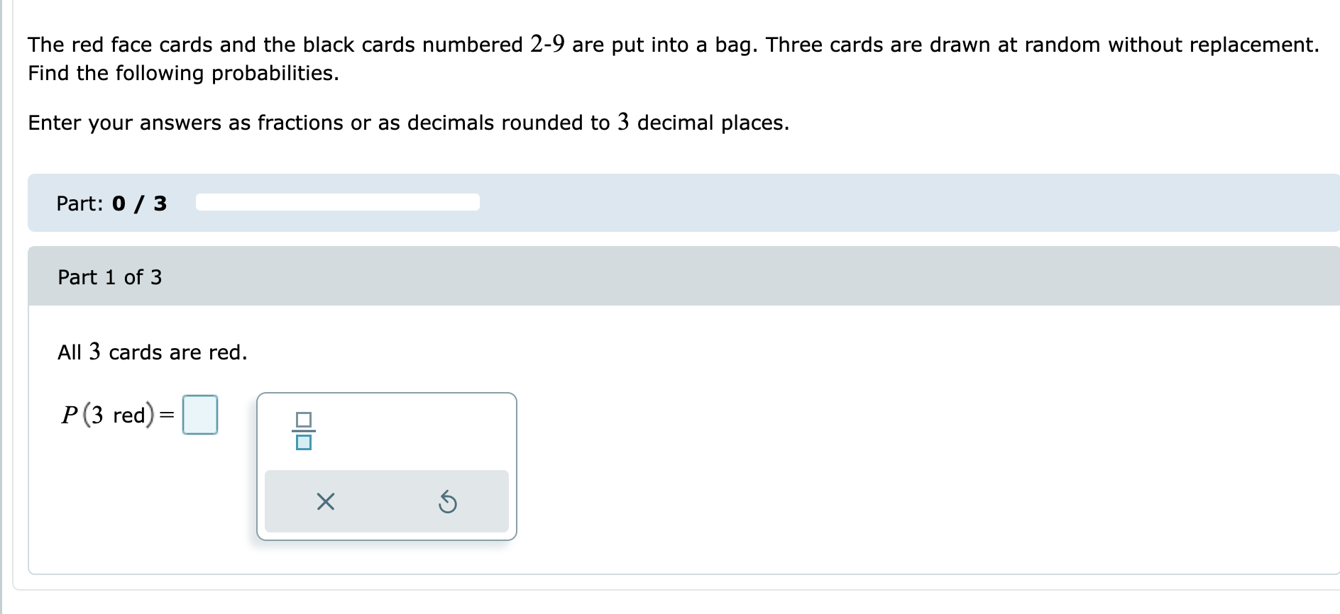 Solved The red face cards and the black cards numbered 2−9 | Chegg.com