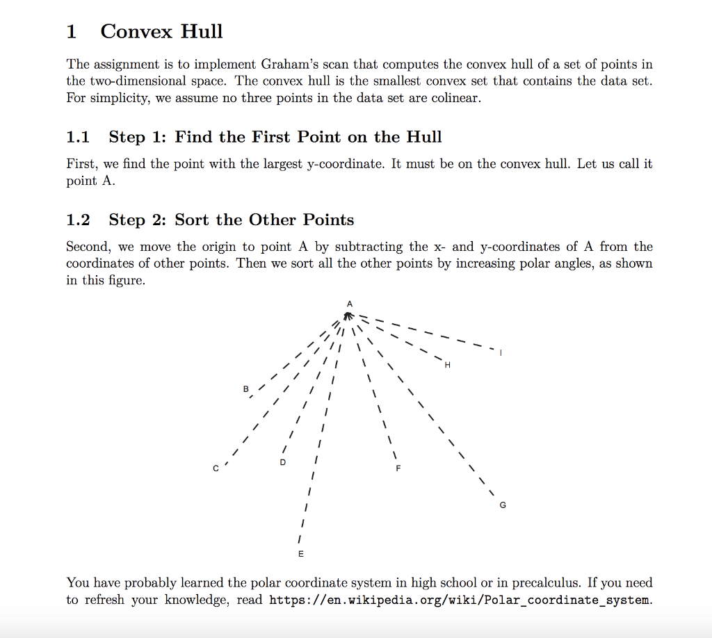 1 Convex Hull The assignment is to implement Graham's | Chegg.com