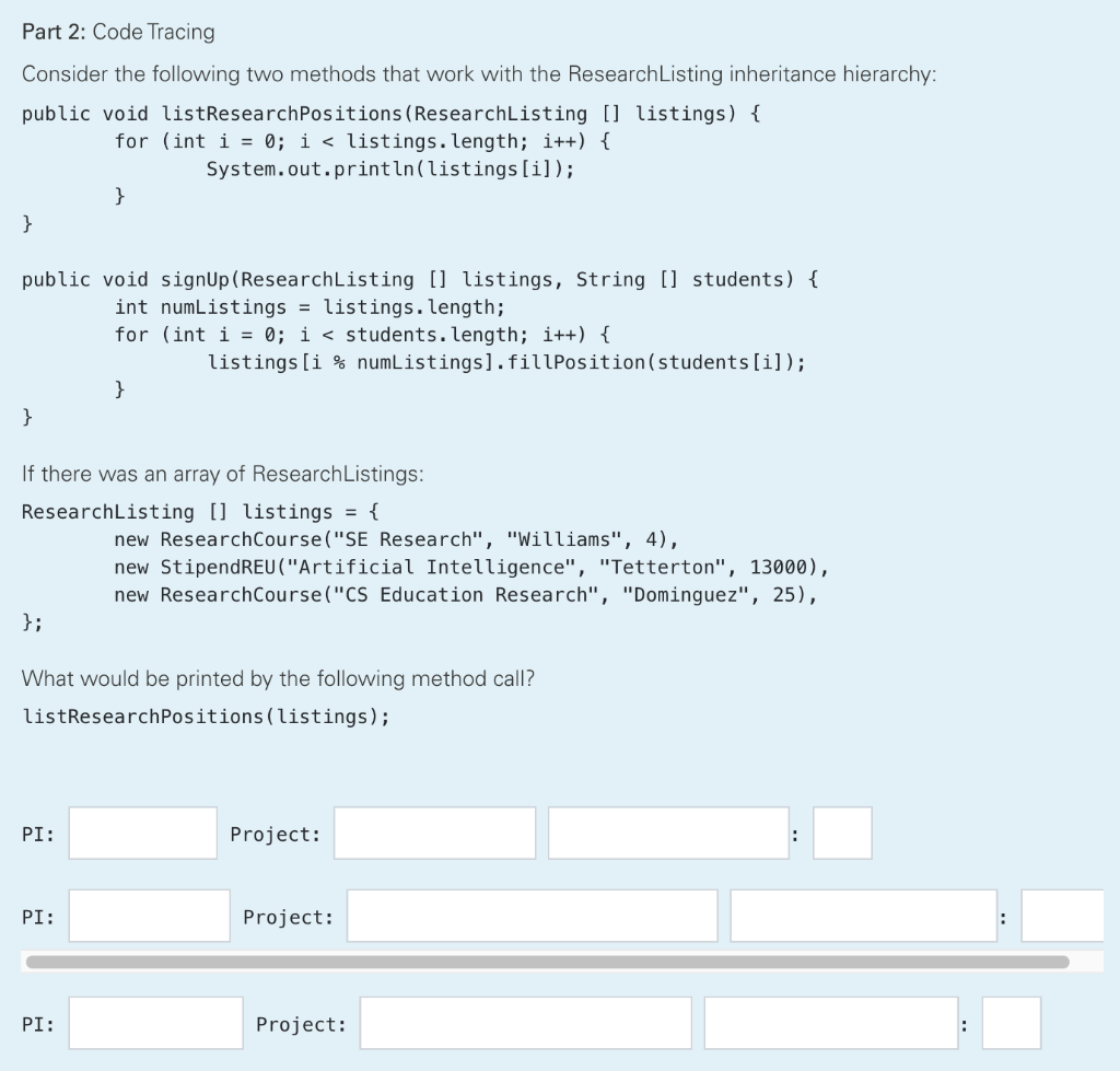 Solved public interface Listing { void fillPosition(String | Chegg.com