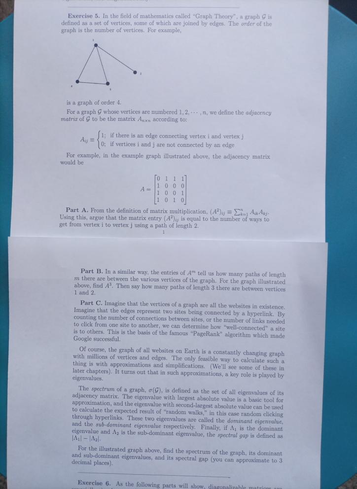 Solved Exercise 5. In the field of mathematics called "Graph | Chegg.com