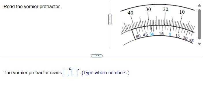 Solved Read the vernier protractor. The vernier protractor | Chegg.com