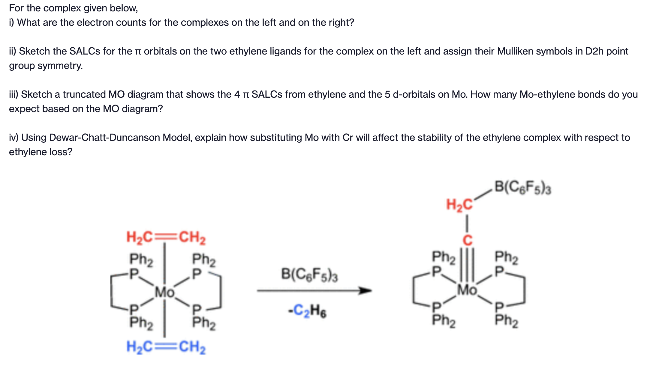 Solved For the complex given below, i) What are the electron | Chegg.com