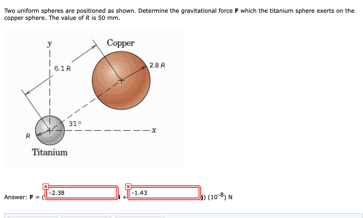 Solved Two uniform spheres are positioned as shown. | Chegg.com