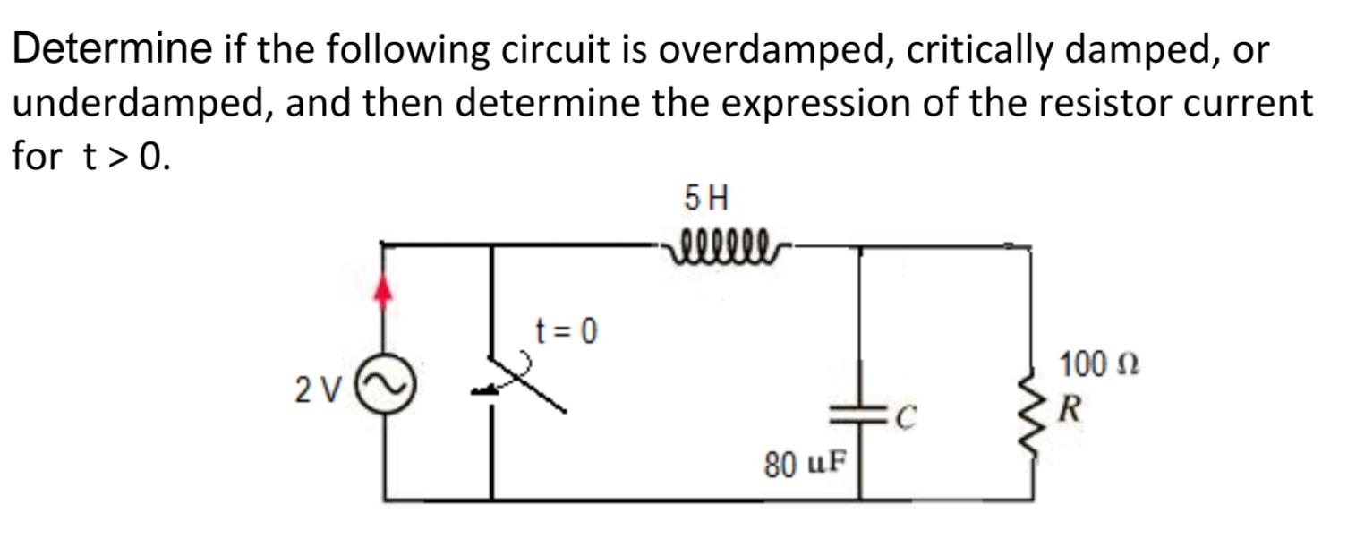 Solved Determine if the following circuit is overdamped, | Chegg.com