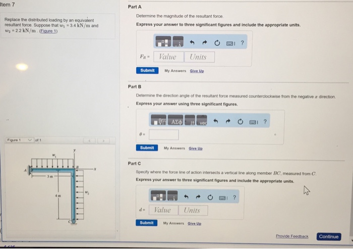 Solved Replace the distributed loading by an equivalent | Chegg.com