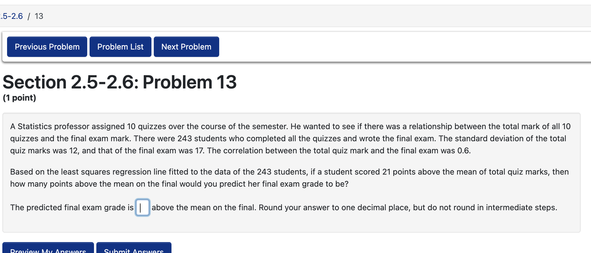 Solved Section 2.5-2.6: Problem 13(1 ﻿point)A Statistics | Chegg.com