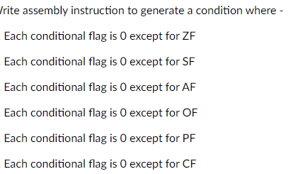 Solved Write assembly instruction to generate a condition | Chegg.com
