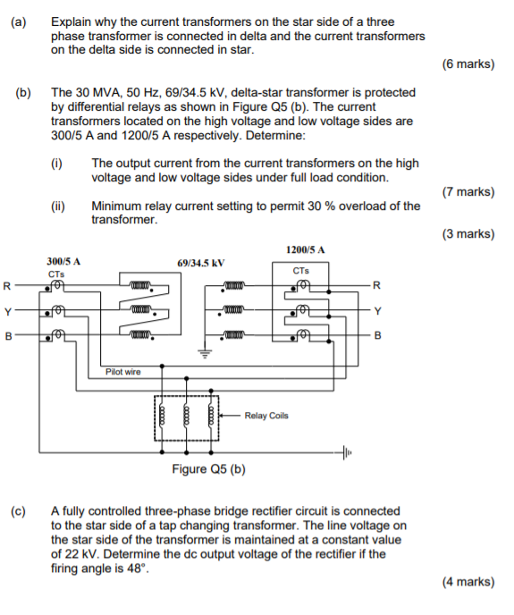 Solved (a) Explain why the current transformers on the star | Chegg.com