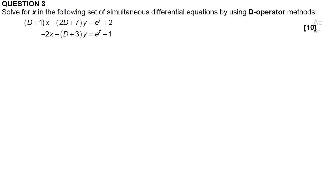 Solved Solve for x in the following set of simultaneous | Chegg.com