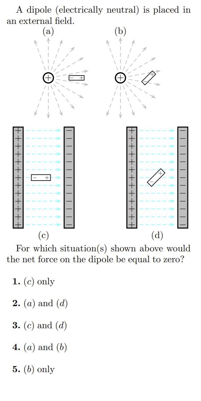Solved A dipole (electrically neutral) is placed in an | Chegg.com
