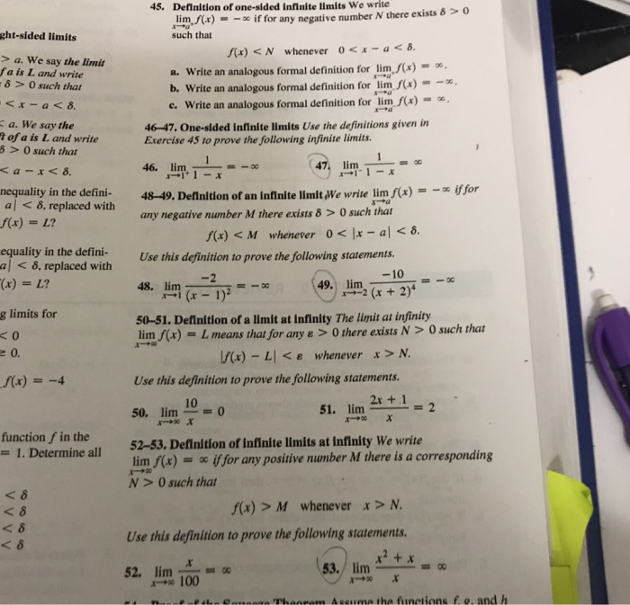 Solved Definition of one-sided infinite limits We write | Chegg.com