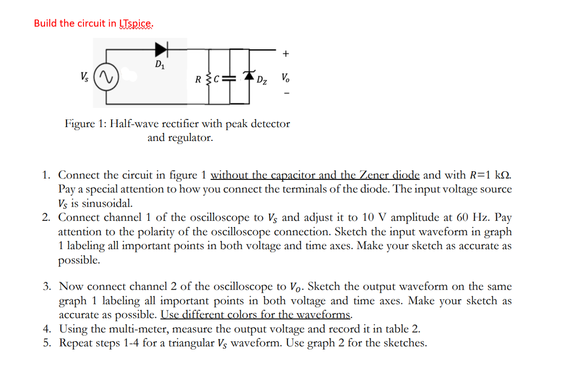 Solved Build the circuit in LTspice. Figure 1: Half-wave | Chegg.com