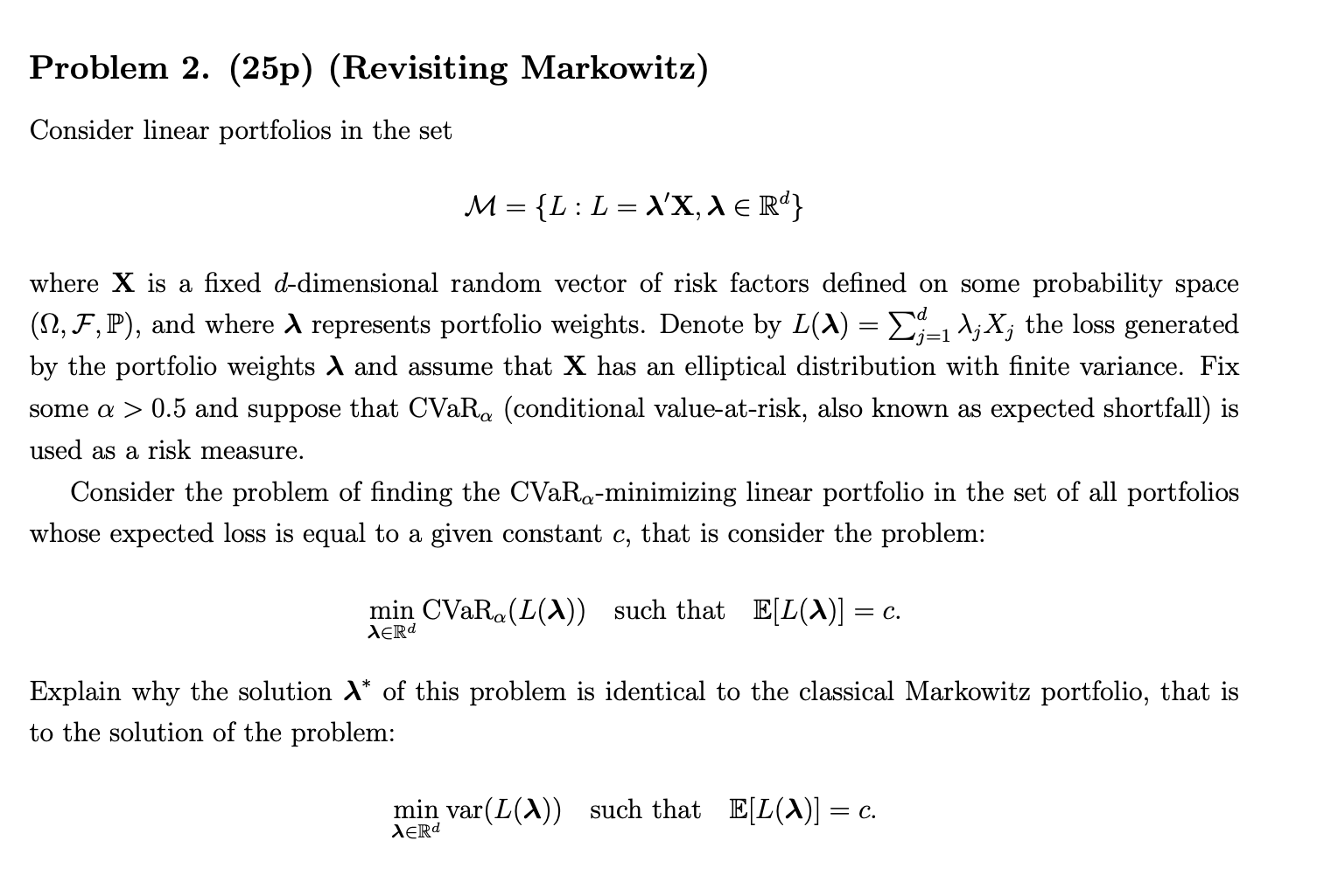Solved Problem 2. (25p) (Revisiting Markowitz)Consider | Chegg.com