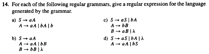 Solved 14. For each of the following regular grammars, give | Chegg.com