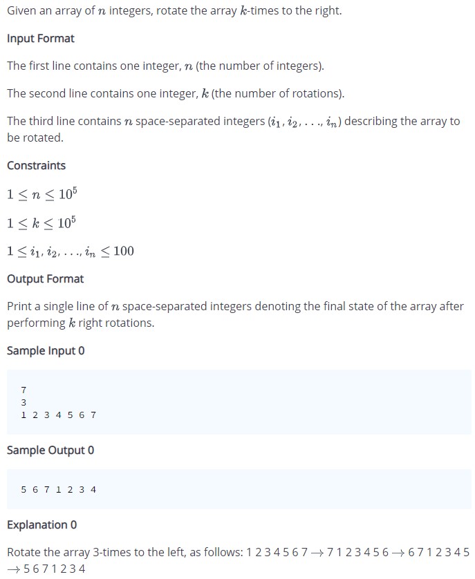 Solved Rotate the Array Using | Chegg.com