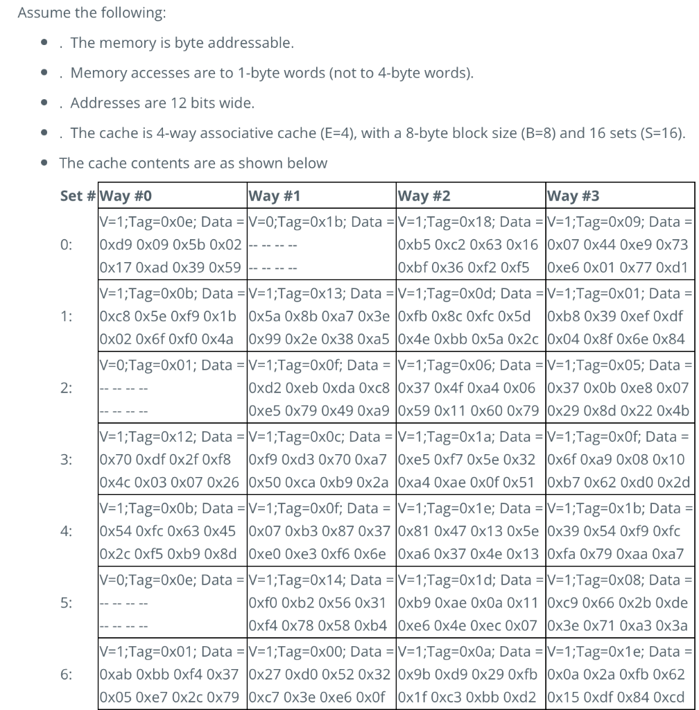 Solved Determine the number of cache sets (S), tag bits (t), | Chegg.com