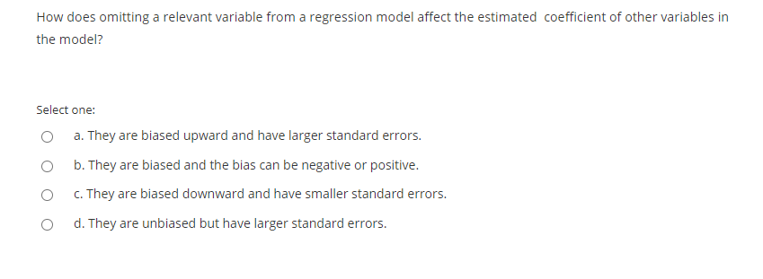 Solved How does omitting a relevant variable from a | Chegg.com
