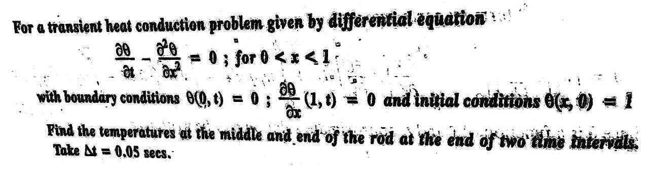 Solved For a transient heat conduction problem given by | Chegg.com