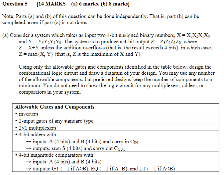 Question 5 [14 MARKS - (a) 6 marks, (b) 8 marks] | Chegg.com