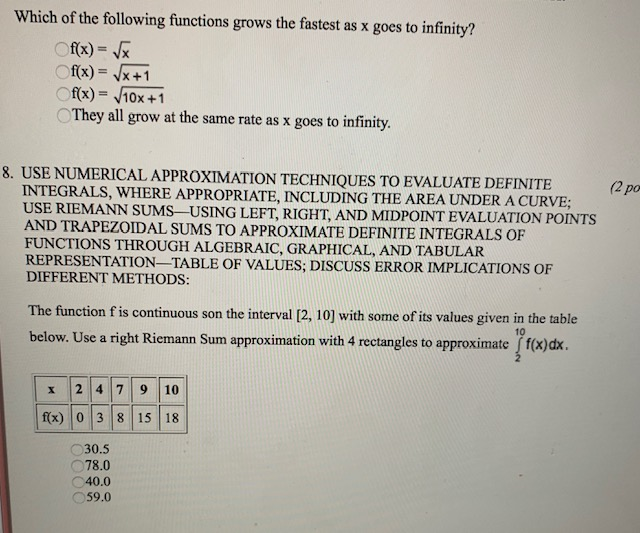 Solved Which of the following functions grows the fastest as | Chegg.com
