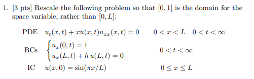 Solved 1. Rescale the following problem so that [0, 1] is | Chegg.com