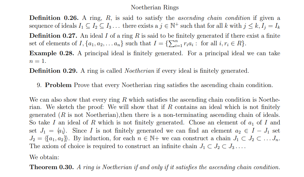 Solved Noetherian Rings Definition 0.26. A ring, R, is said | Chegg.com