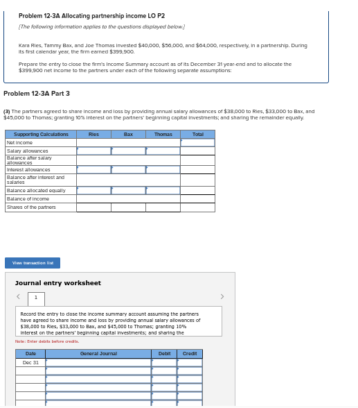 Solved Kara Ries, Tammy Bax, and Joe Thomas invested | Chegg.com