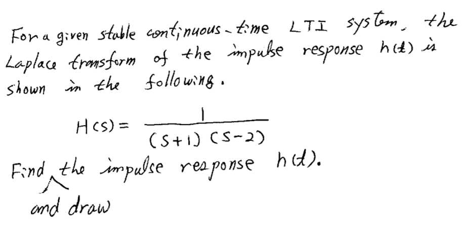 Solved Fora a given stable continuous time LTI system, the | Chegg.com