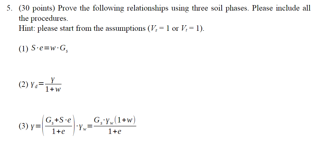 Solved 5. (30 points) Prove the following relationships | Chegg.com