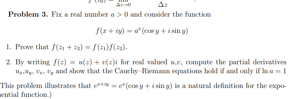 Solved Problem 3. Fix a real number a>0 and consider the | Chegg.com