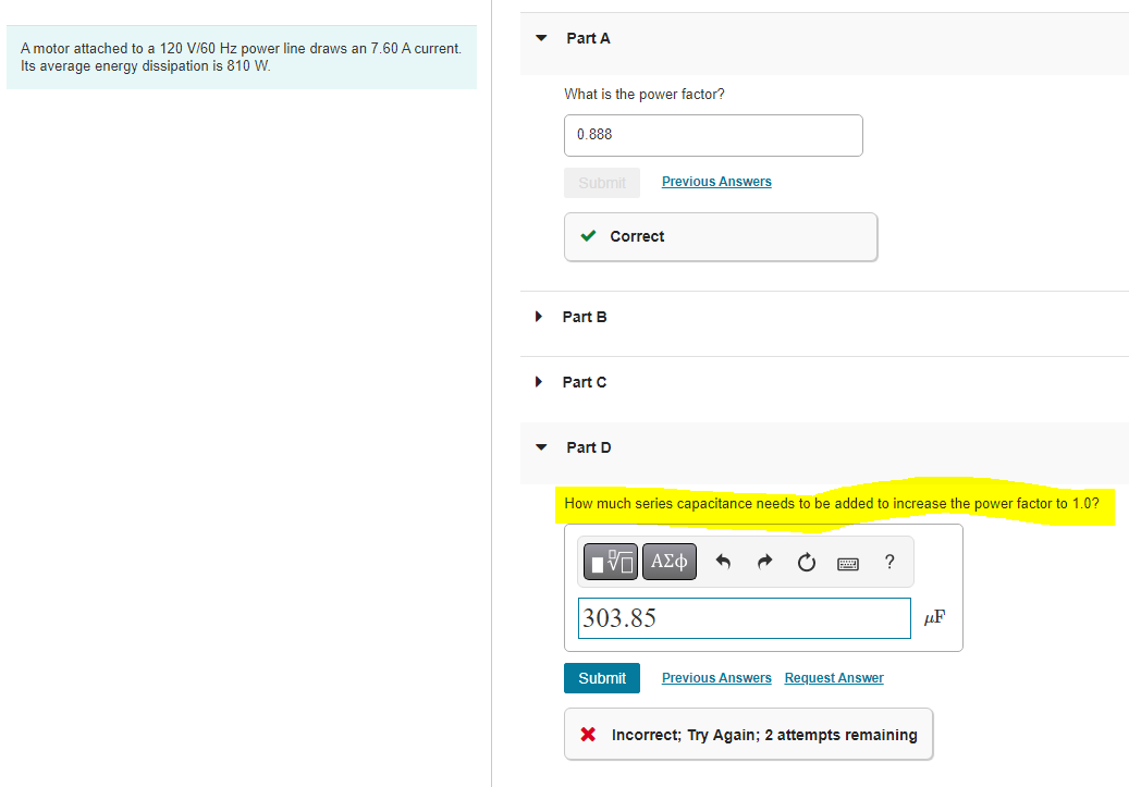 Solved A motor attached to a 120 V/60 Hz power line draws an | Chegg.com