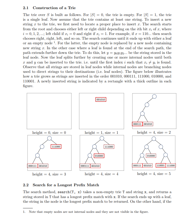 Solved 1 Tries A trie (pronounced "try"), also known as a | Chegg.com