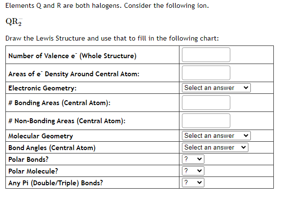 Solved Elements Q ﻿and R ﻿are both halogens. Consider the | Chegg.com