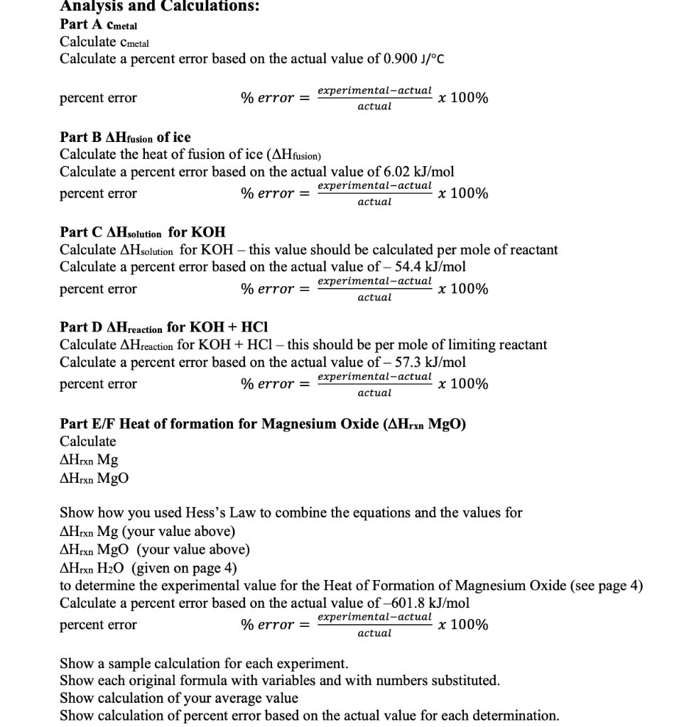 Solved For Parts A-D do the calculations for each trial | Chegg.com