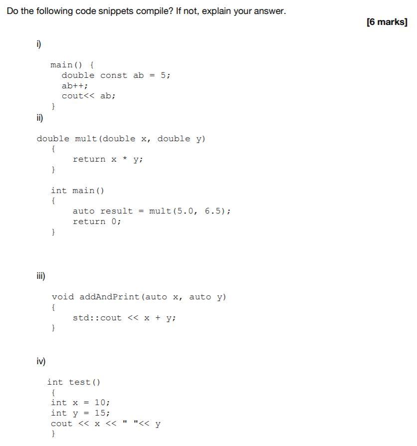 Question 4 a) Design a simple class, called myTime, | Chegg.com