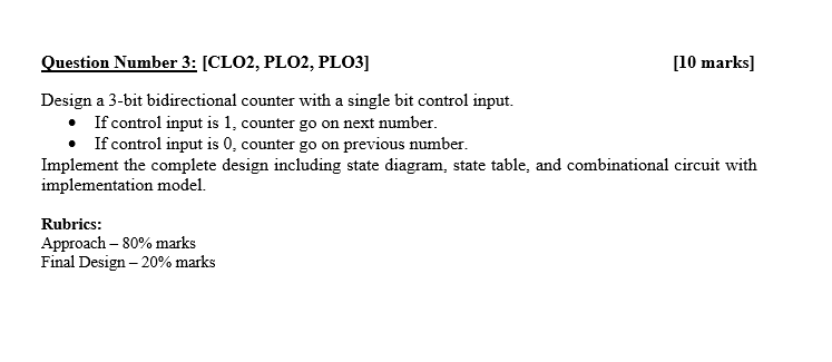 Solved Question Number 3: (CLO2, PLO2, PLO3] [10 marks] | Chegg.com