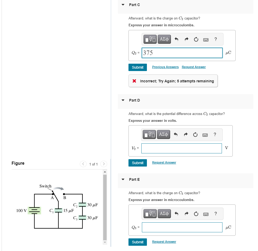 Solved Initially, the switch in the figure is in position A | Chegg.com